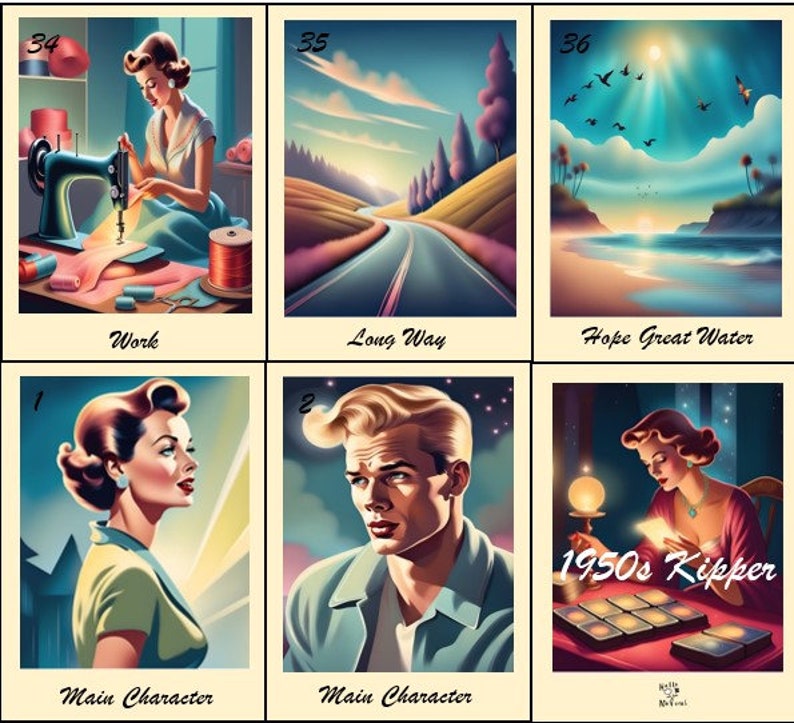 1950s Kipper Card Deck, Printable Deck, 38 Cards, 4 Backing Choices. - Etsy
