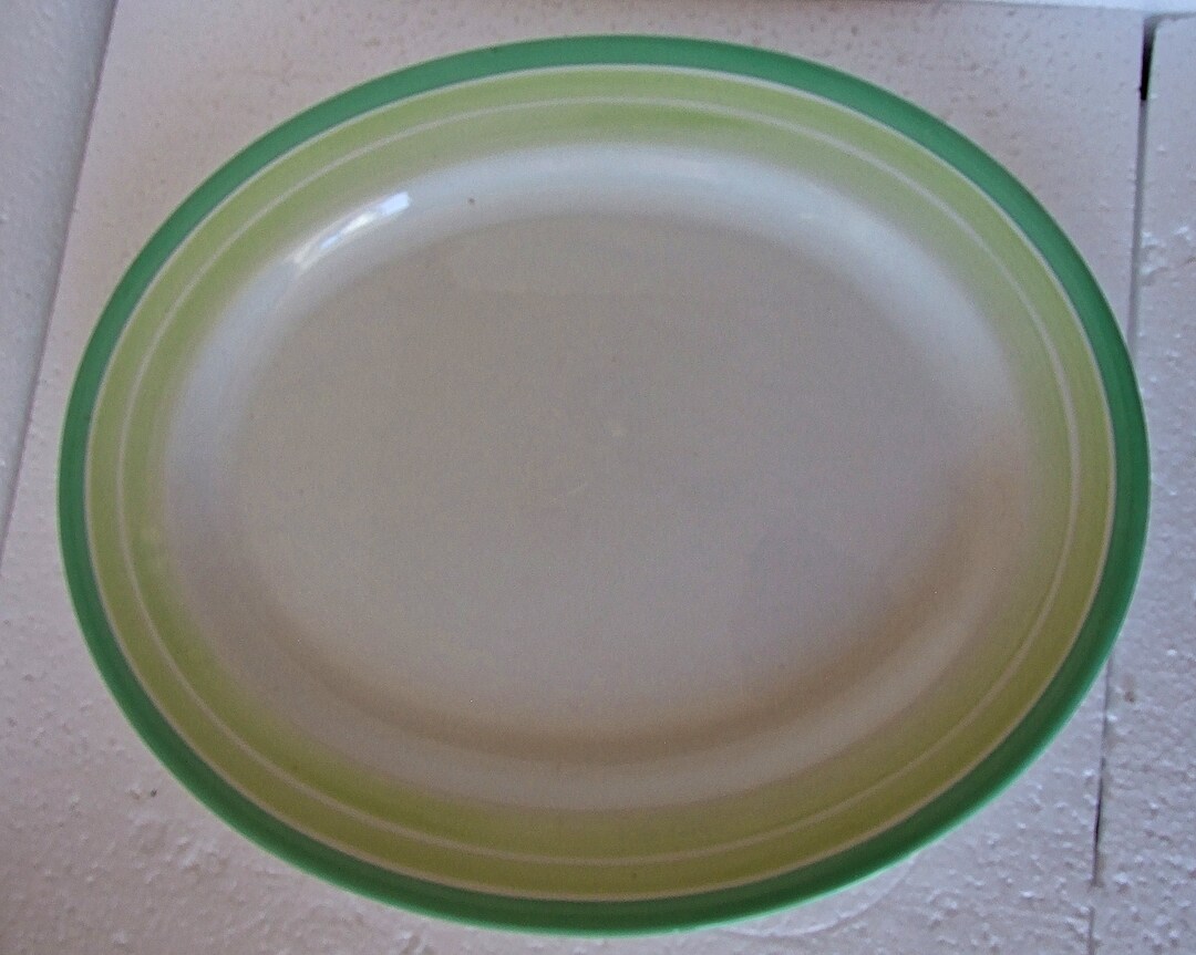 Classic Shelley Green Banded Art Deco Large 14 Oval - Etsy