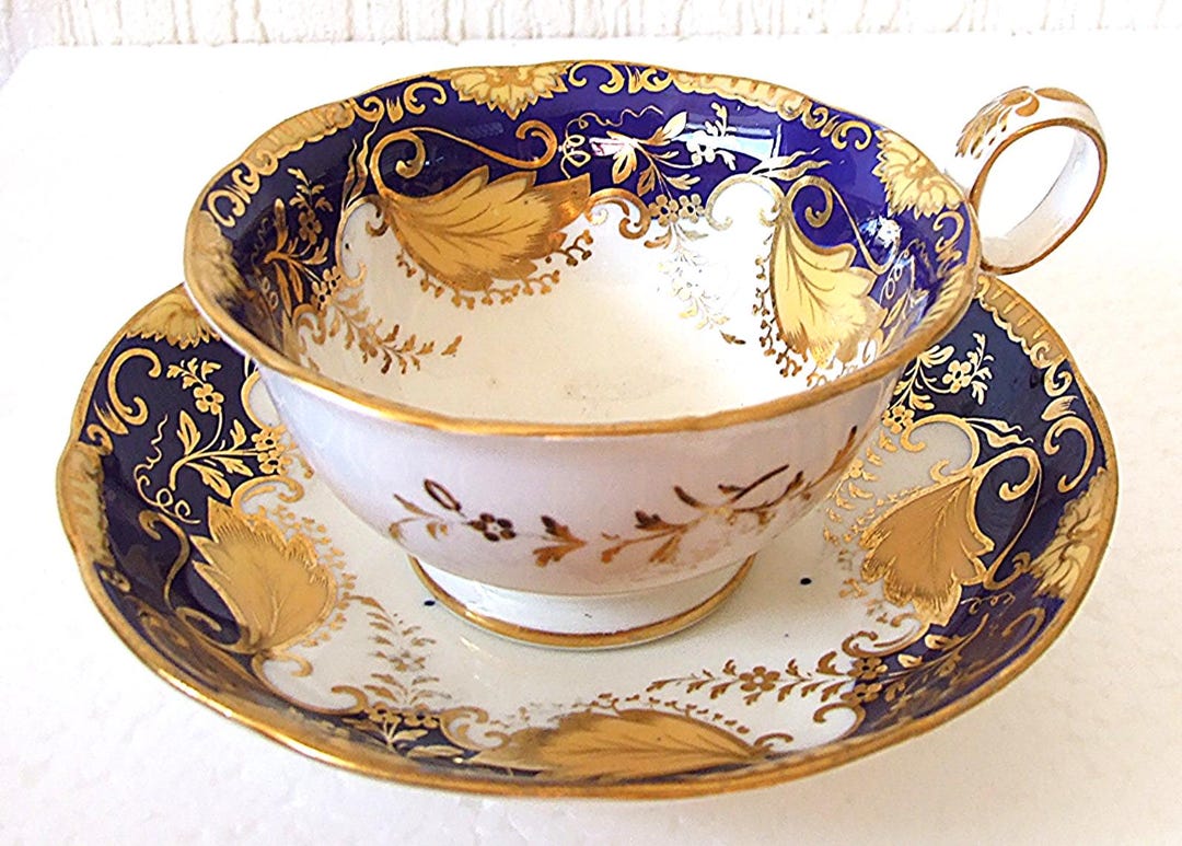 Antique Early Victorian Cup and Saucer in the Rockingham Style in ...