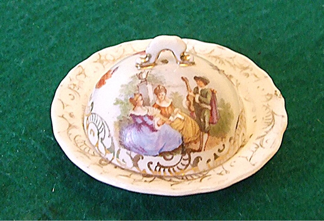 Antique Dresden 1899 Very Rare Crested China Butter Dish/cheese Cover ...
