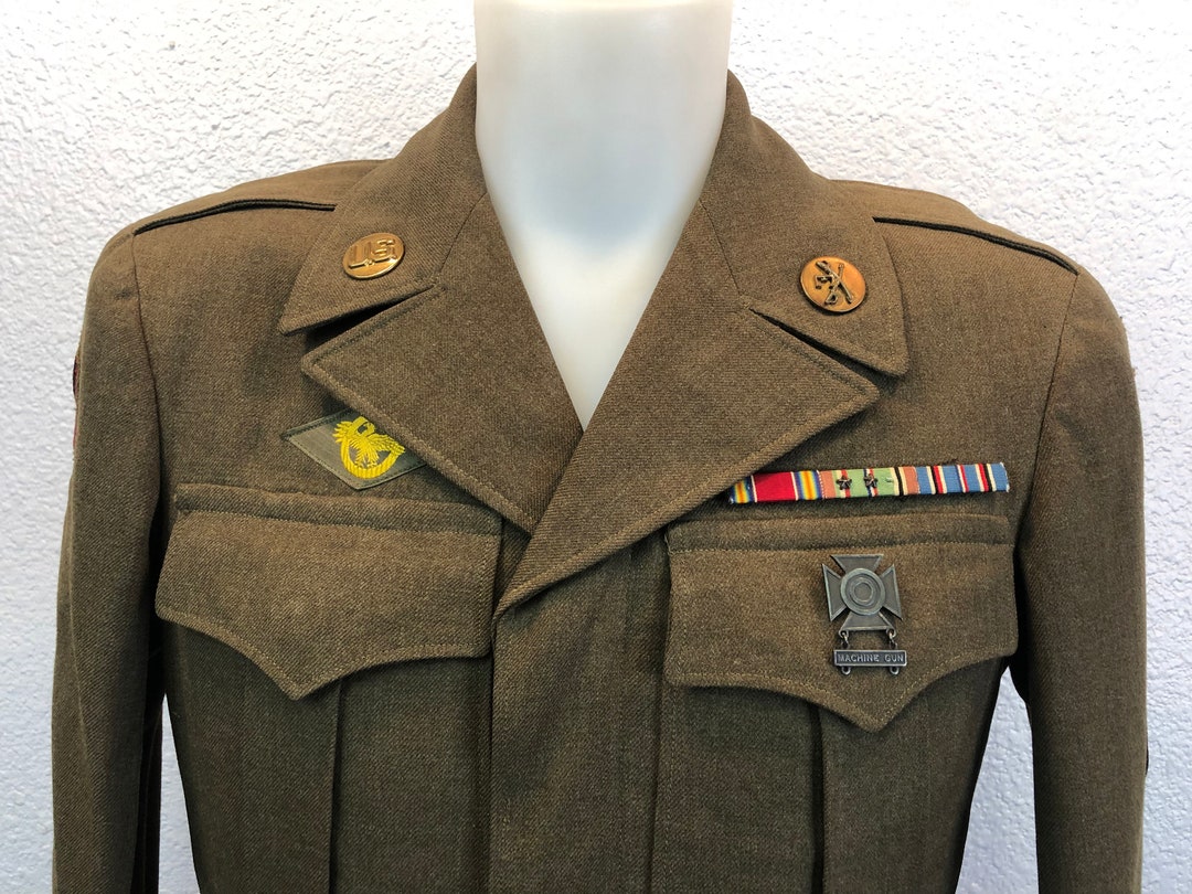 U.S. Army WWII 1944 IKE OD Wool Field Jacket 14th Armored Division Tank ...