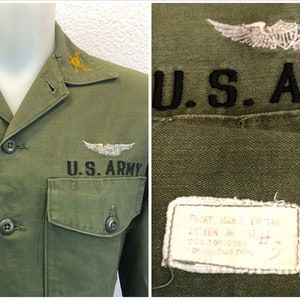 US Army 1960s-70s Vietnam War Pilot 1st Cav Named Officer OG-107 Shirt ...