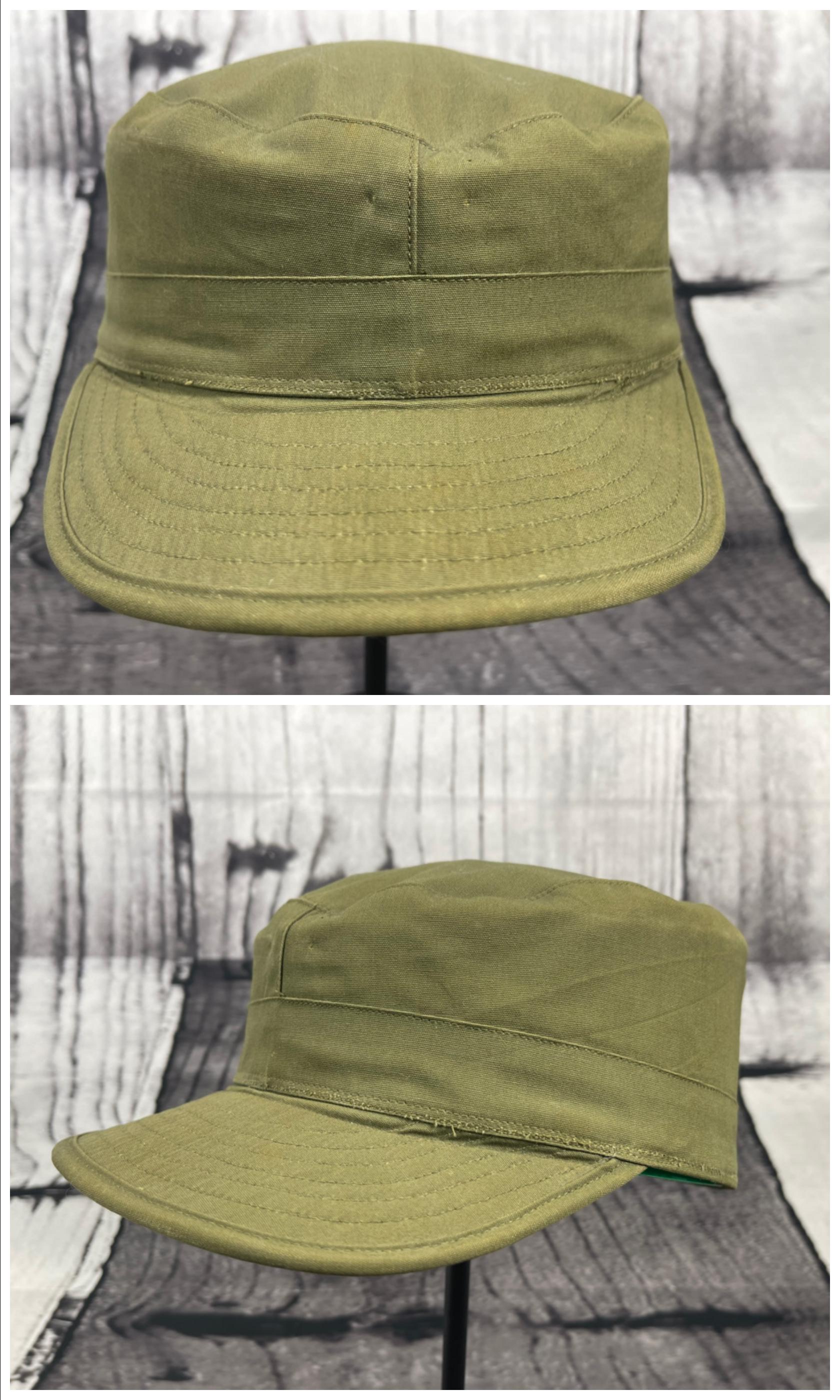 Vintage US Army 1950’s cotton Field Cap Olive Green With Wool Lined Ear ...