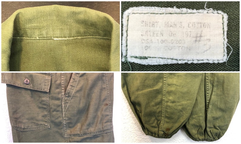 US Army 1960s-70s Vietnam War Pilot 1st Cav Named Officer OG-107 Shirt ...