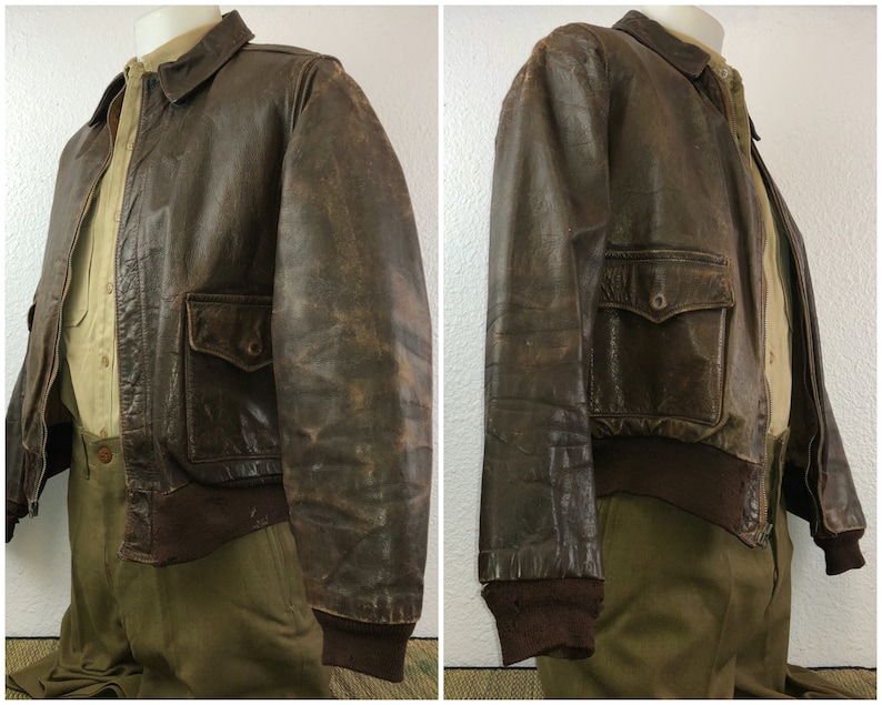 Vintage WW2 Type A-2 Flight Jacket 1942 Aero Co Leather Officer Worn ...