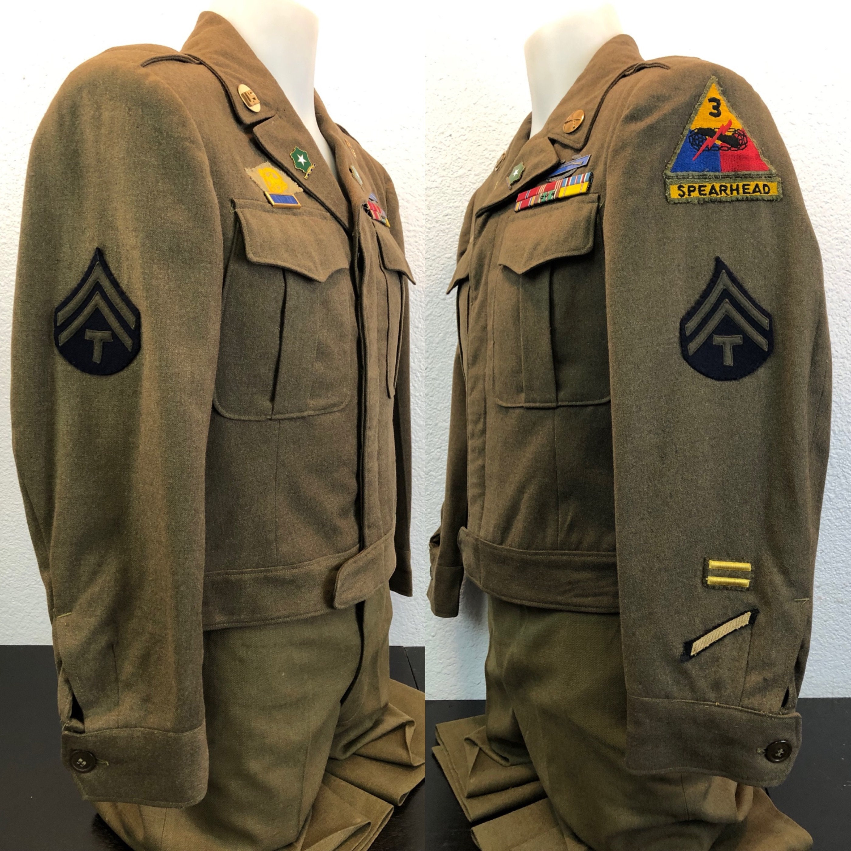 U.S. Army WWII 1940’s Ike OD Wool Field Jacket 3rd Armored Division ...