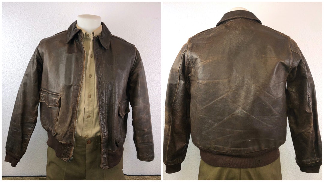 Vintage WW2 Type A-2 Flight Jacket 1942 Aero Co Leather Officer Worn ...