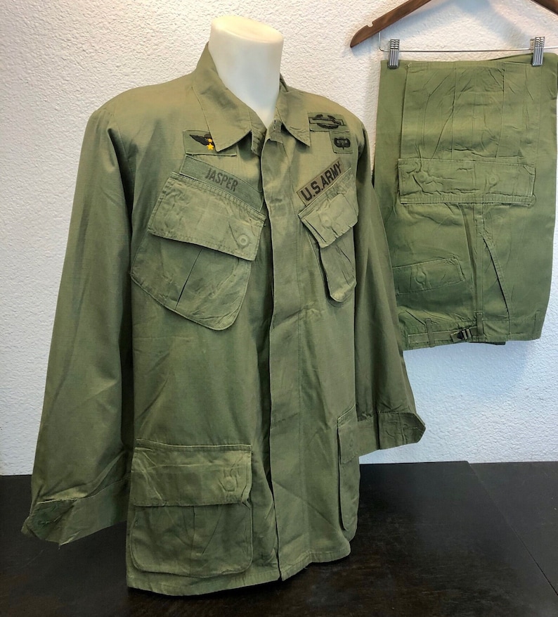 1969 US Army OG-107 Tropical Combat Coat Vietnam War Slant Pocket ...