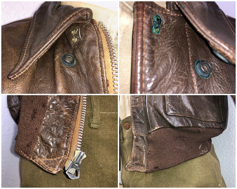 Vintage WW2 Type A-2 Flight Jacket 1942 Aero Co Leather Officer Worn ...