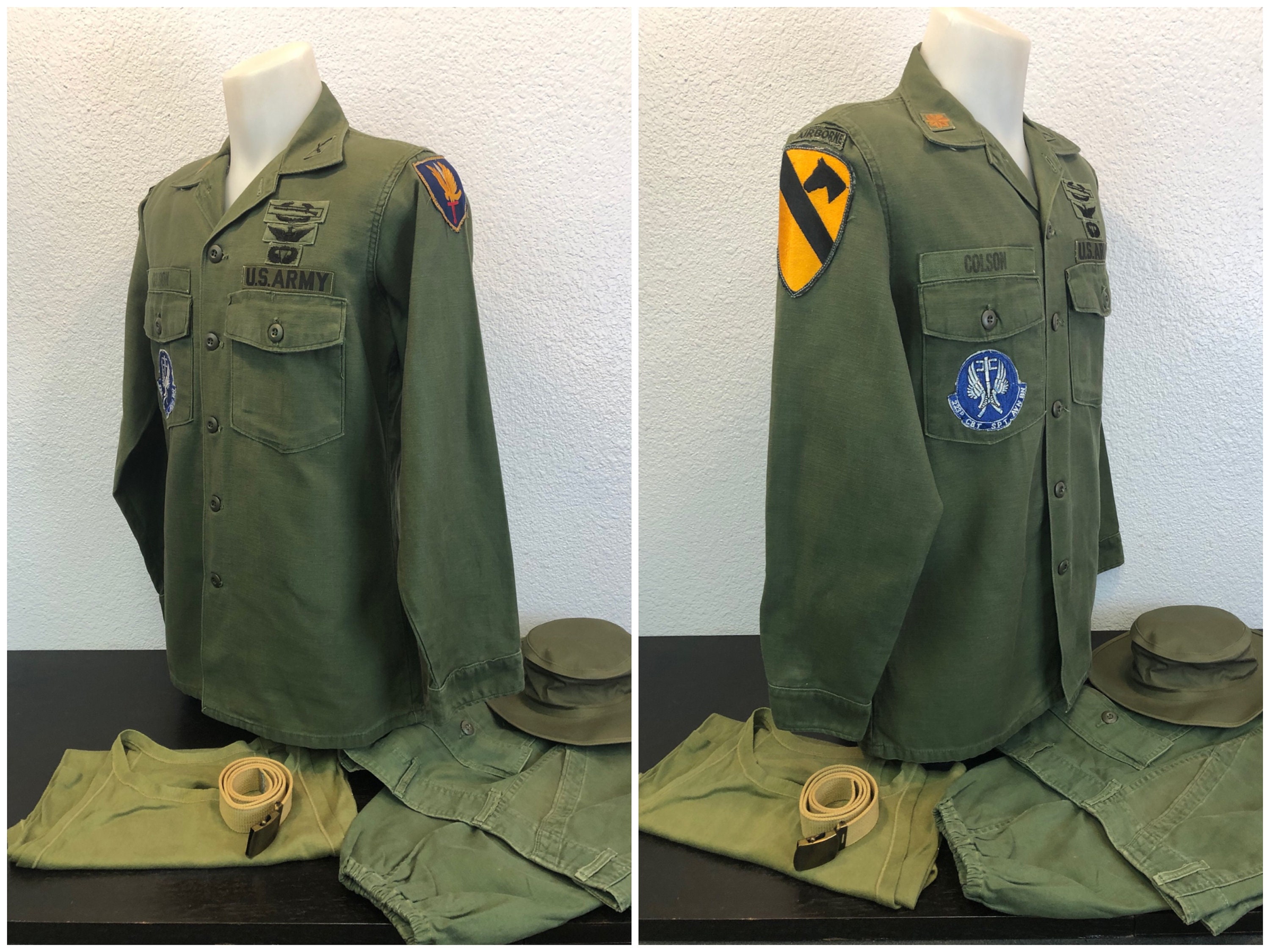 US Army 1968 Vietnam War OG-107 1st Cav Airborne Named Officer Shirt ...