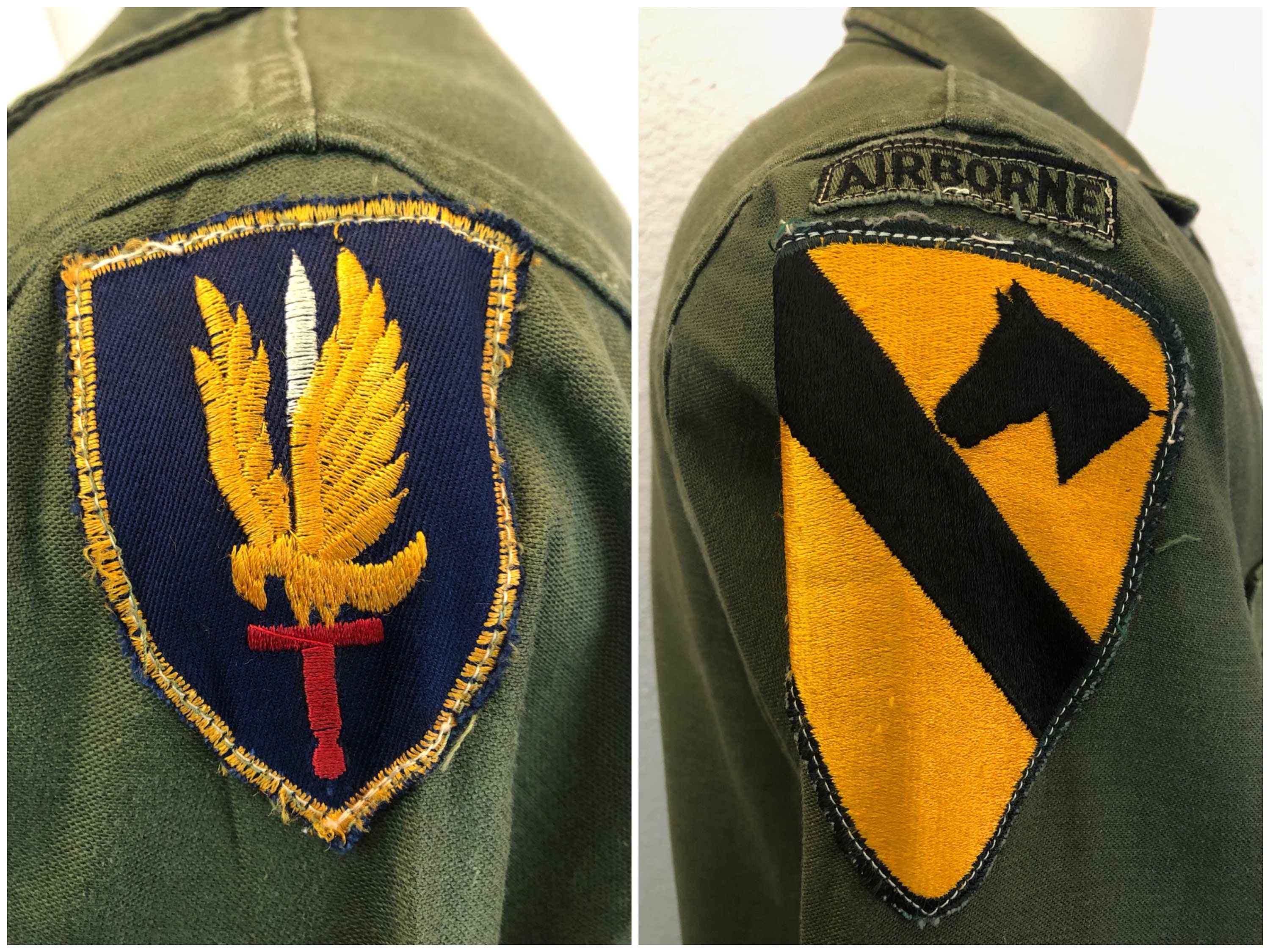 US Army 1968 Vietnam War OG-107 1st Cav Airborne Named Officer Shirt ...