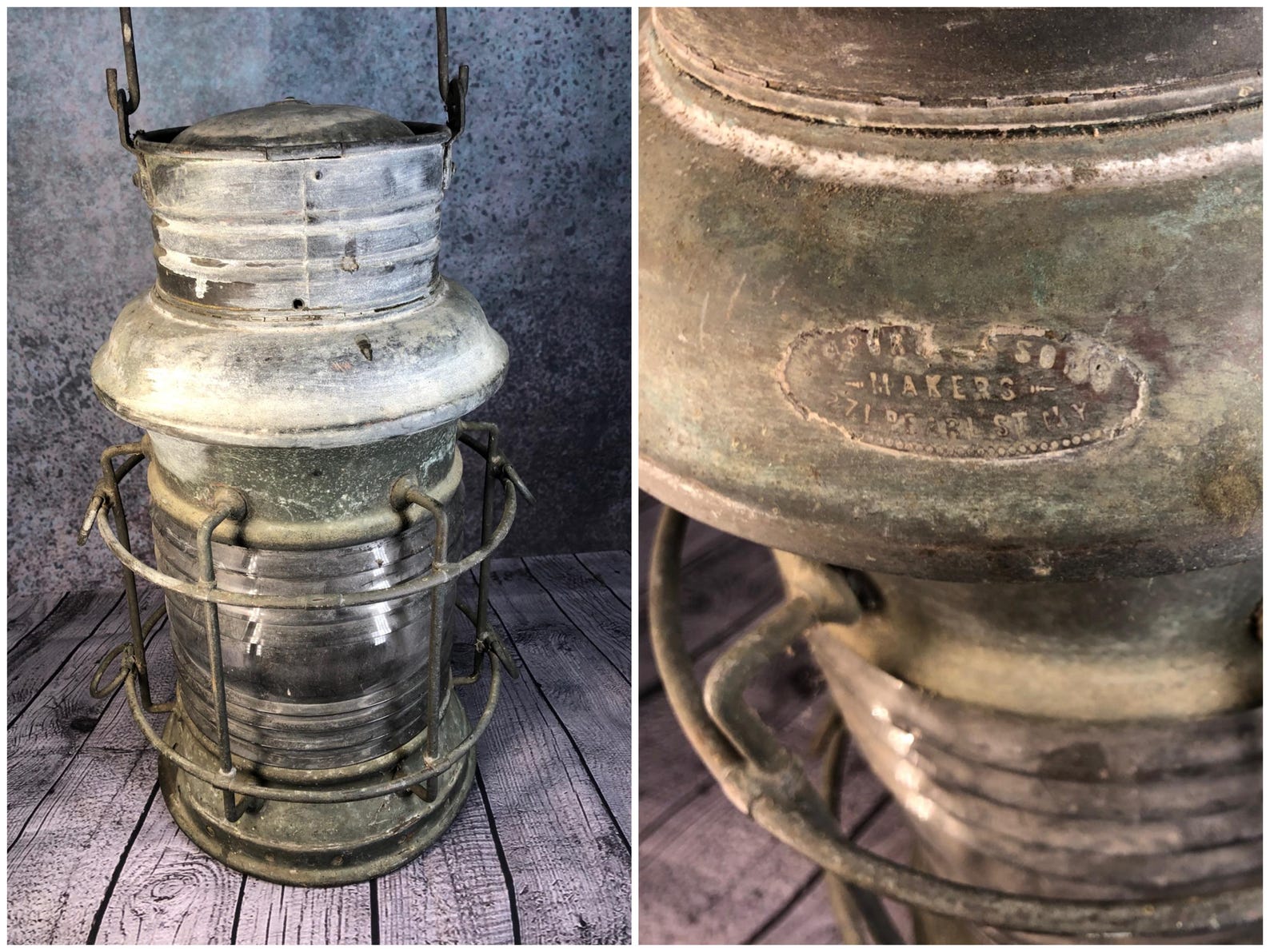WM Porter and Sons Ship Lantern Huge Nautical Brass Marine Lamp New York 271 Pearl St NY - Etsy