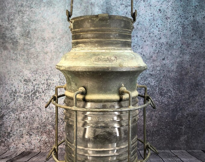 WM Porter and Sons Ship Lantern Huge Nautical Brass Marine Lamp New York 271 Pearl St NY - Etsy