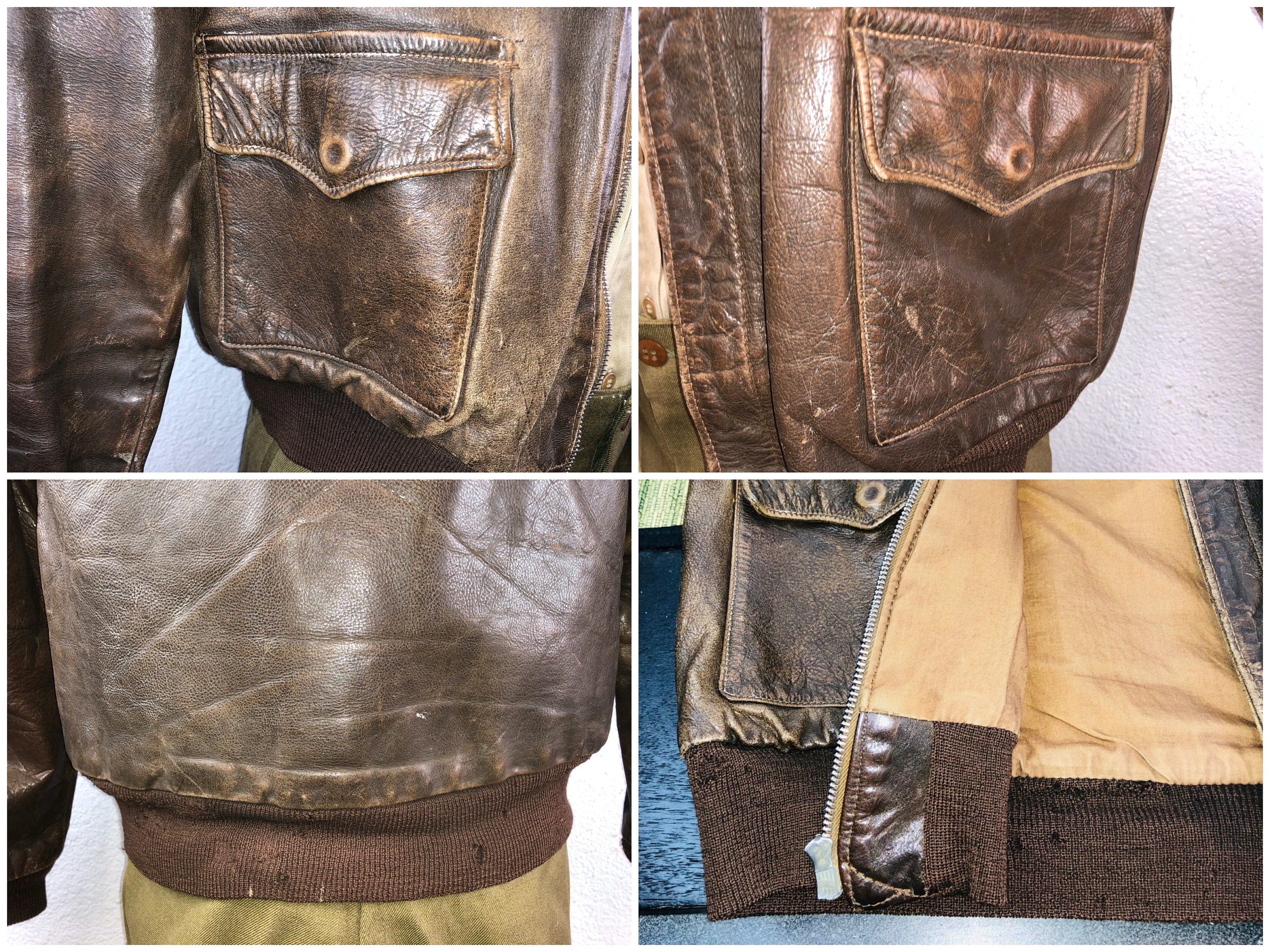 Vintage WW2 Type A-2 Flight Jacket 1942 Aero Co Leather Officer Worn ...