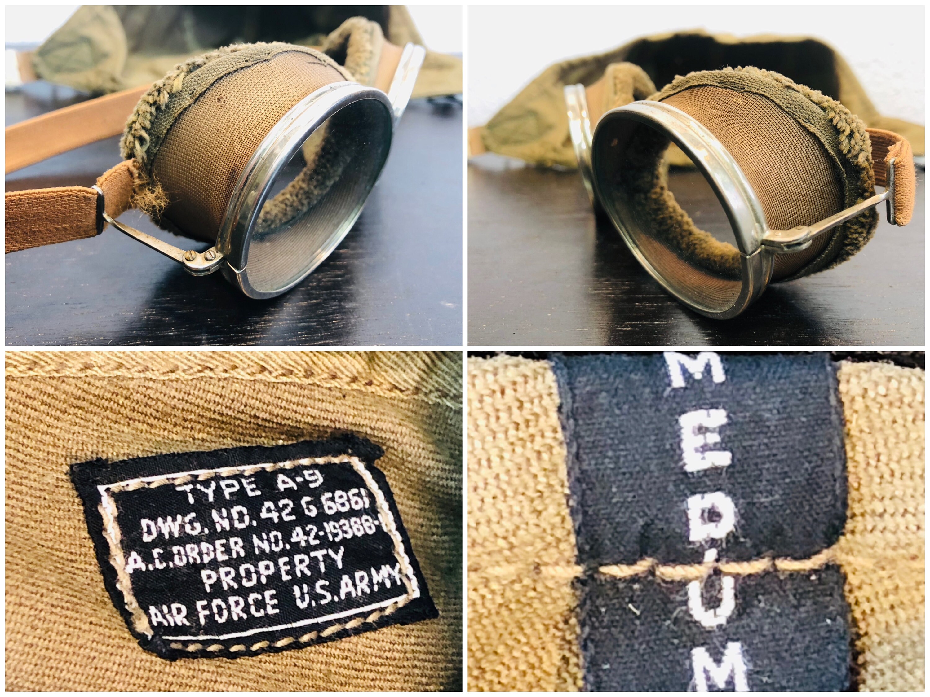 WW2 1940s USAAF Type A-9 Summer Flying Helmet Medium Size Including ...