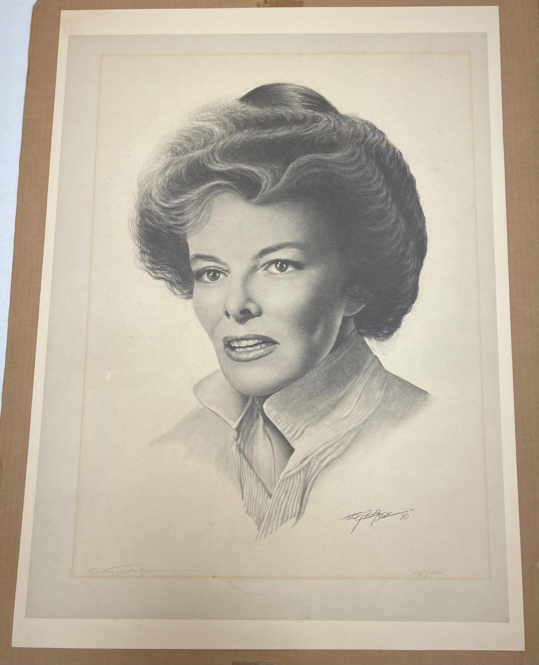 Vintage Katharine Hepburn Portrait Print by Ed Gedrose 1980 Signed ...