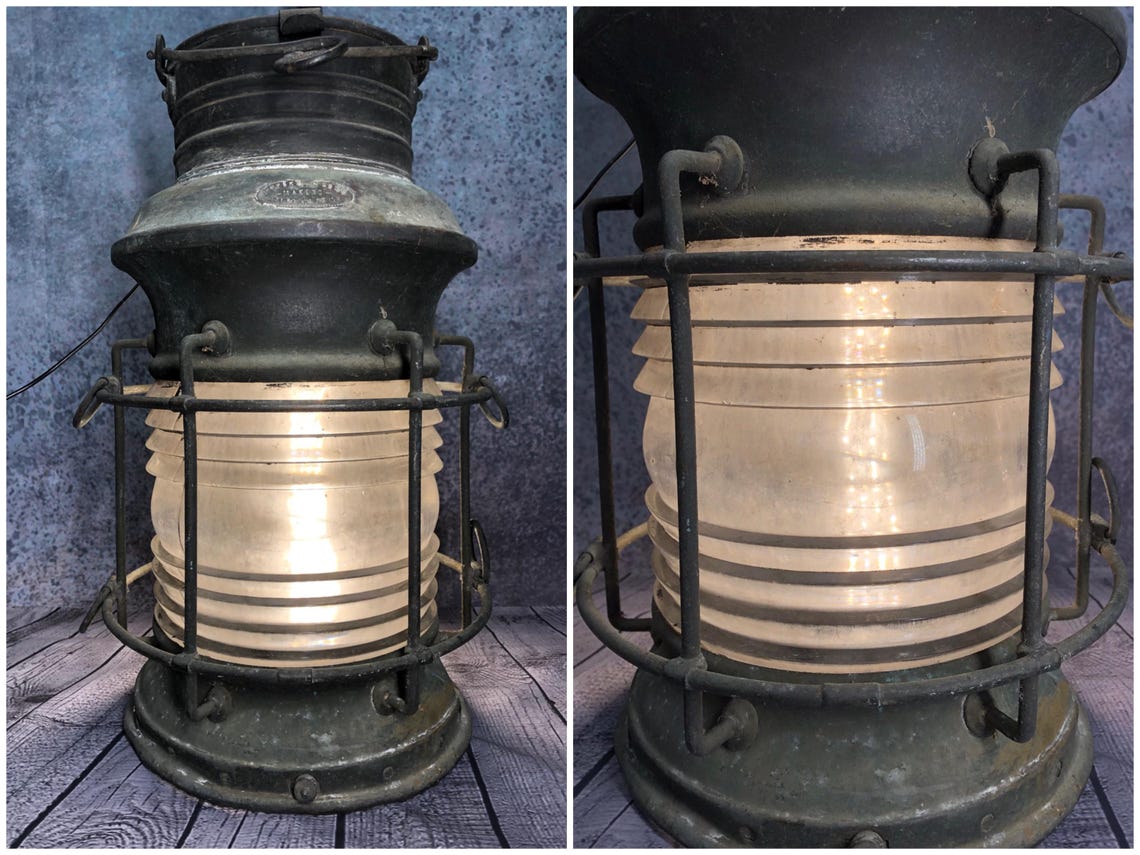 WM Porter and Sons Ship Lantern Huge Nautical Brass Marine Lamp New York 271 Pearl St NY - Etsy