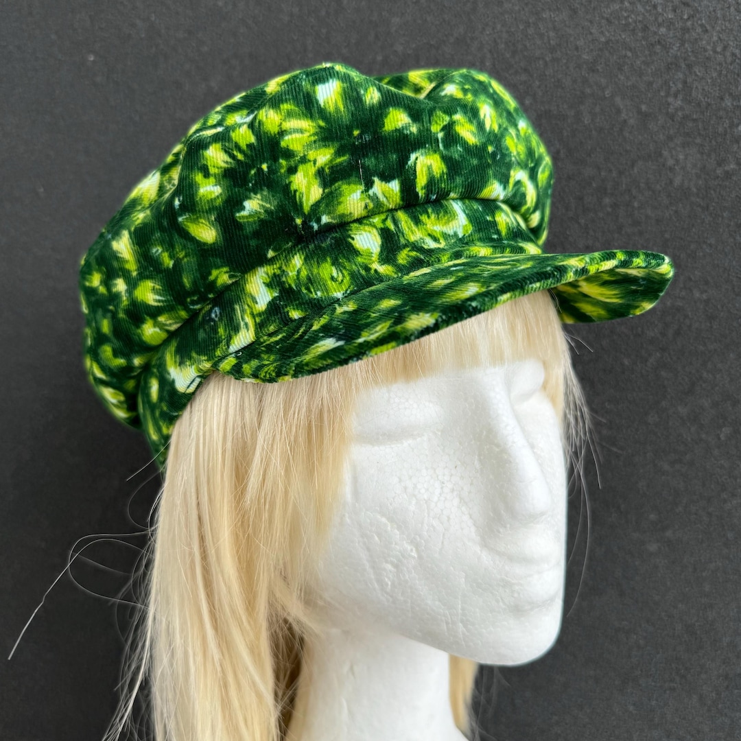 The Muse- Fiddler/baker Boy/greek Fisherman Cap: Vintage Green Floral ...