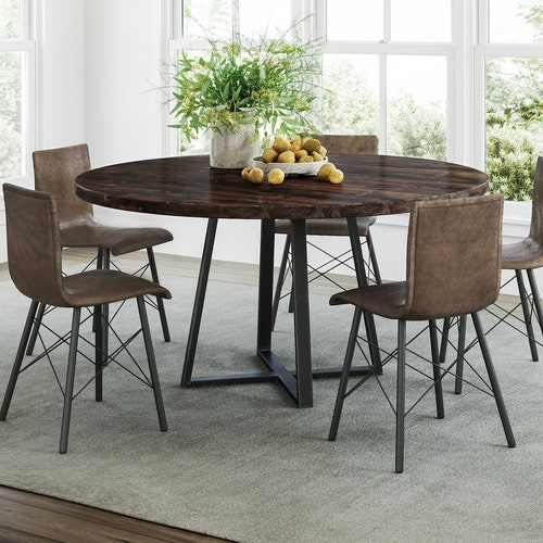 Industrial Modern Round Dining Table Tripod Steel Base - Etsy