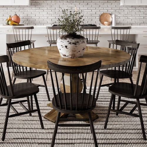 Magnolia Round Pedestal Farmhouse Dining Table - Etsy