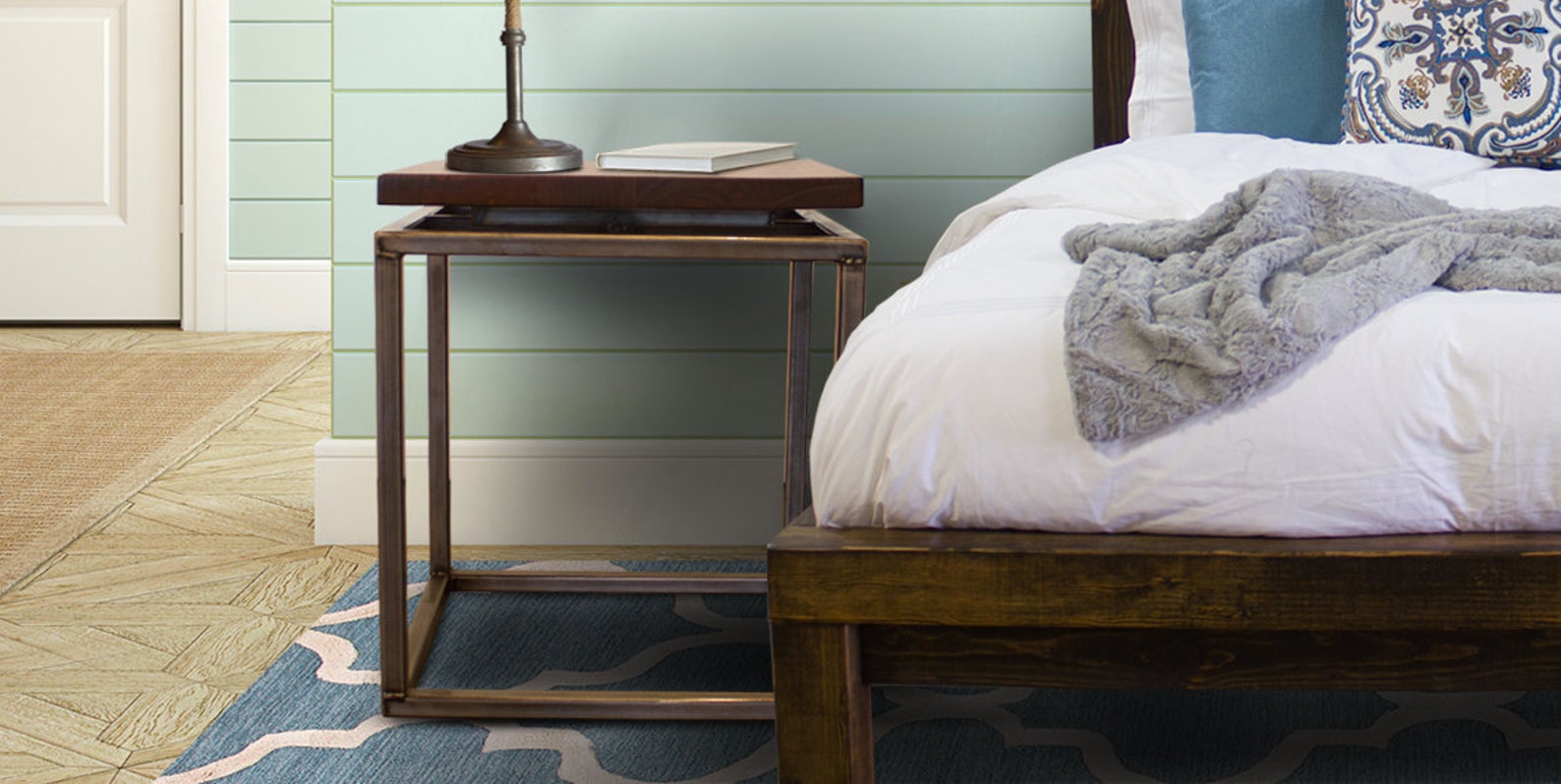 Floating Top Steel Base End Table | Etsy