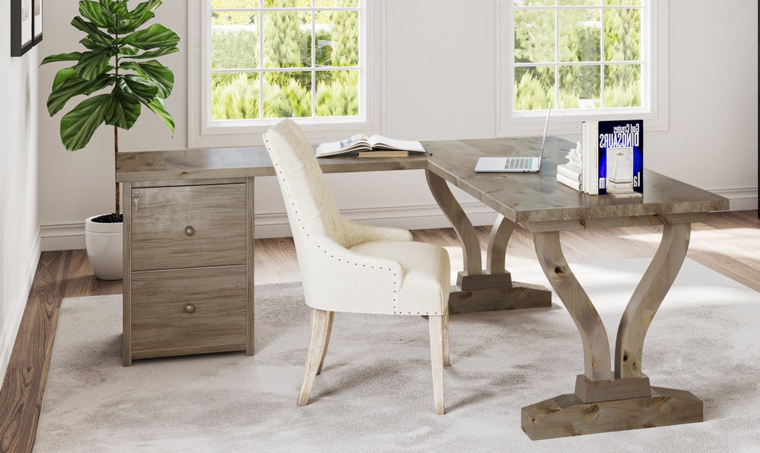 Vera Corner L-shaped Desk With Filing Cabinet Left Hand - Etsy