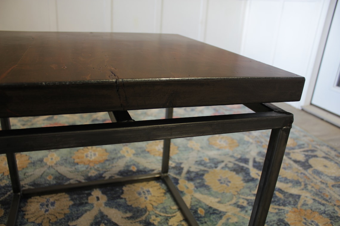 Floating Top Steel Base End Table | Etsy