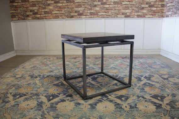 Floating Top Steel Base End Table | Etsy