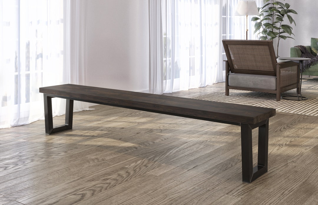 Industrial Steel Trapezoid Dining Bench - Etsy