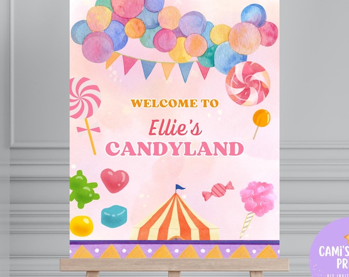 Editable Candyland Welcome Sign Template: Sweets Birthday Party ...