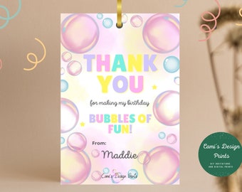 Bubble Birthday Party Favor Tag for Kids, Bubble Wand Tags, Printable ...