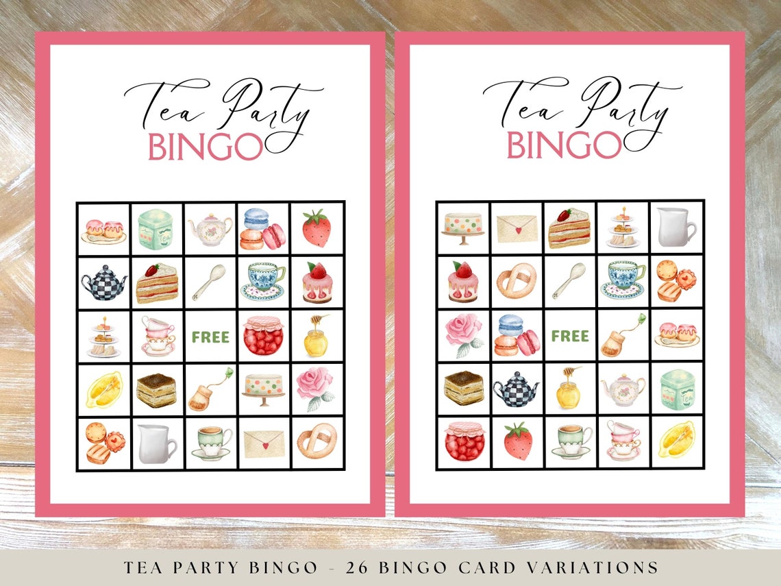 Tea Party Bingo Game, Tea Party Bingo Cards, Birthday Party Games, Tea ...