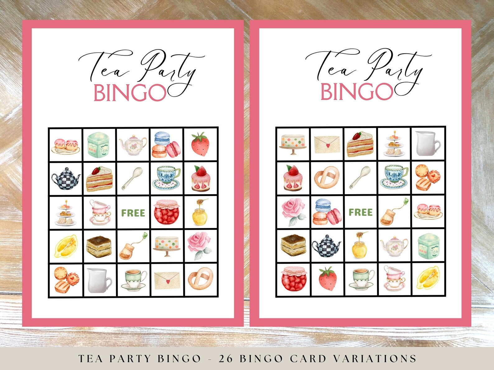Tea Party Bingo Game, Tea Party Bingo Cards, Birthday Party Games, Tea ...