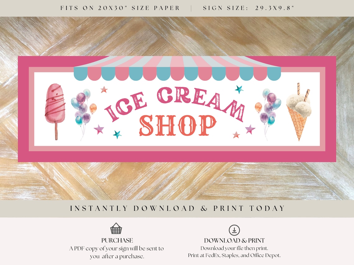 Ice Cream Shop Schild, Eis Party Schild, Eis Geburtstag Party Dekor ...