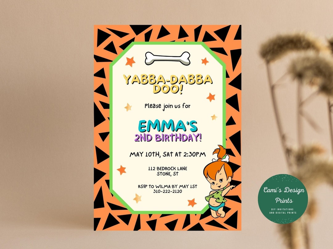 Yabba Dabba Two Birthday Invitation: Bedrock Theme (editable Instant ...