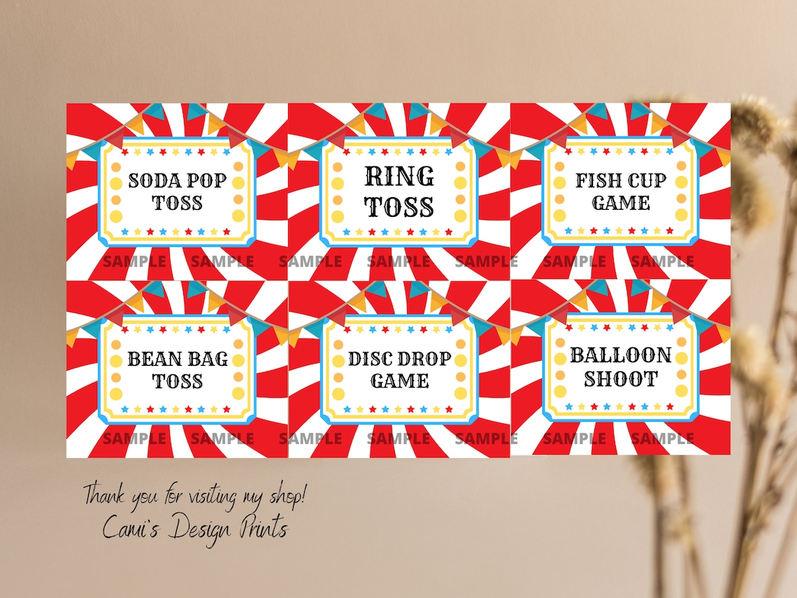 Carnival Games Sign Printable Circus Sign Carnival Party - Etsy
