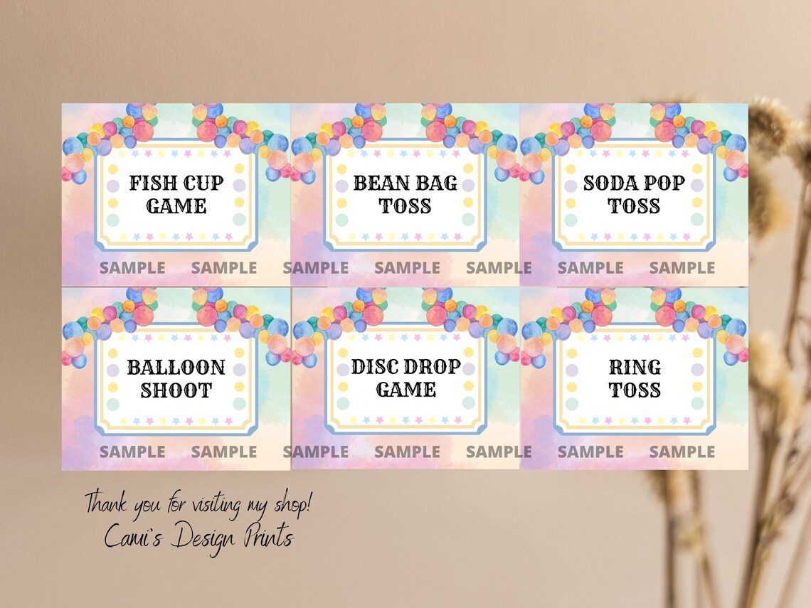 Pastel Carnival Games Sign: Printable Circus Party Decor (10x8" PDF) - Etsy
