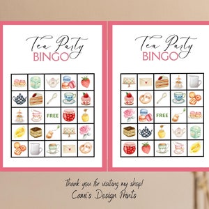 Tea Party Bingo Game, Tea Party Bingo Cards, Birthday Party Games, Tea ...