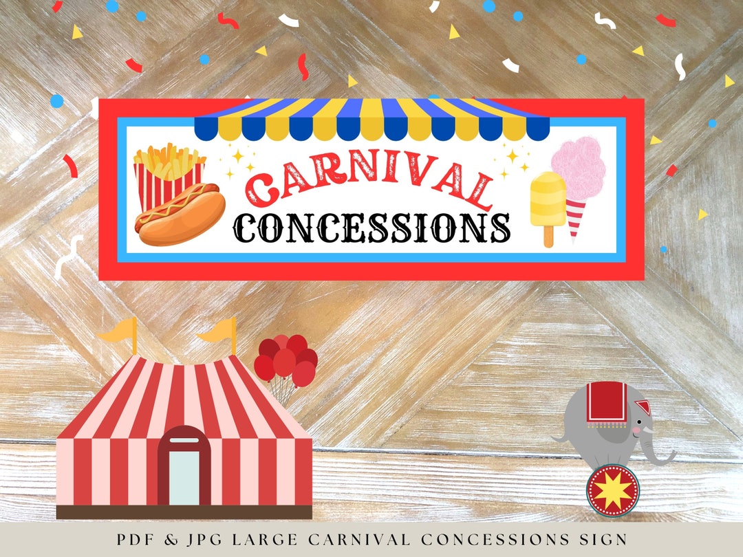 Carnival Concessions Sign: Birthday Party Decor (PDF & JPG) - Etsy