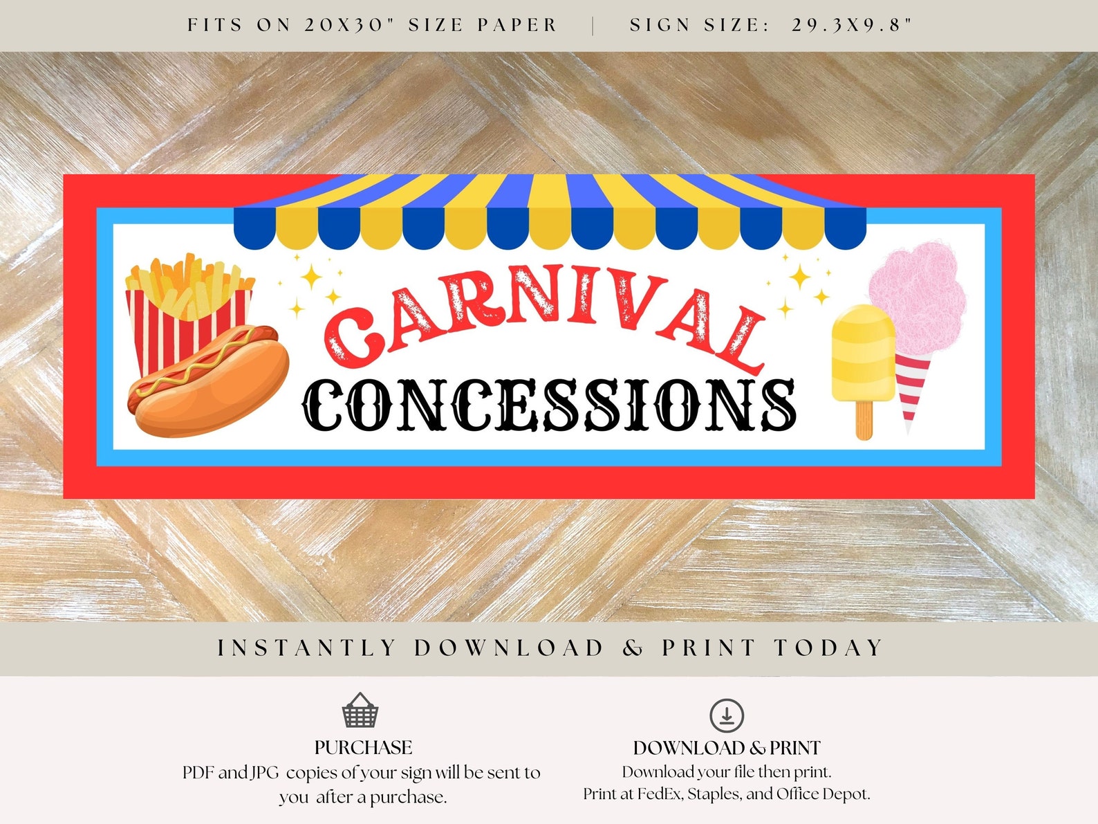 Carnival Concessions Sign: Birthday Party Decor (PDF & JPG) - Etsy