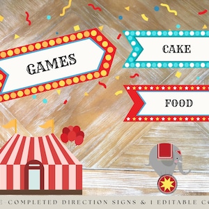 Carnival Direction Sign, Carnival Direction Arrows, Printable Circus ...