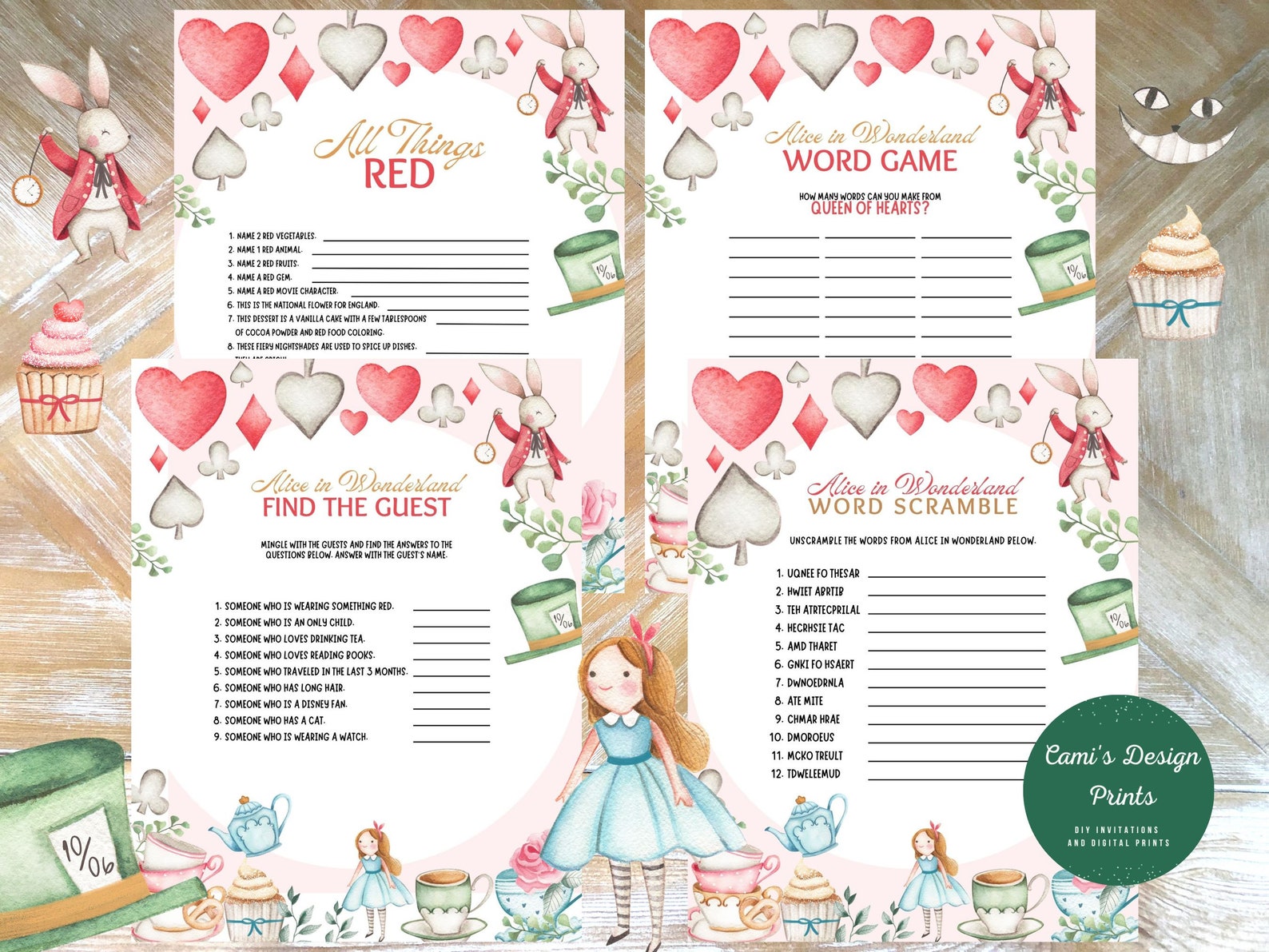 Alice in Wonderland Games, Alice in Onederland Party Game, Wonderland ...