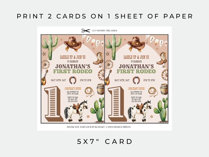 Editable My First Rodeo Invitation, Cowboy Birthday Invite, Wild West ...