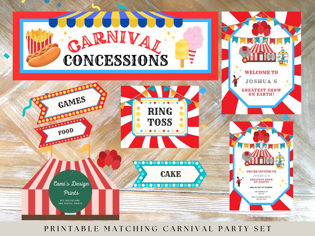 The Ultimate Carnival Party Printable Set, Carnival Signs, Carnival ...