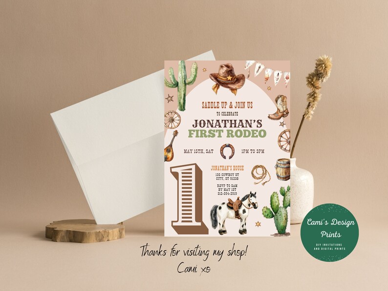 Editable My First Rodeo Invitation, Cowboy Birthday Invite, Wild West ...