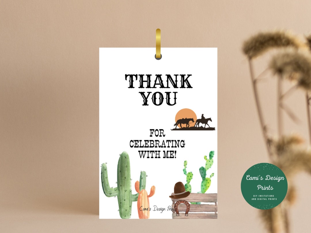 Western Thank You Tags: Cowboy/cowgirl Party Favors (digital Download ...