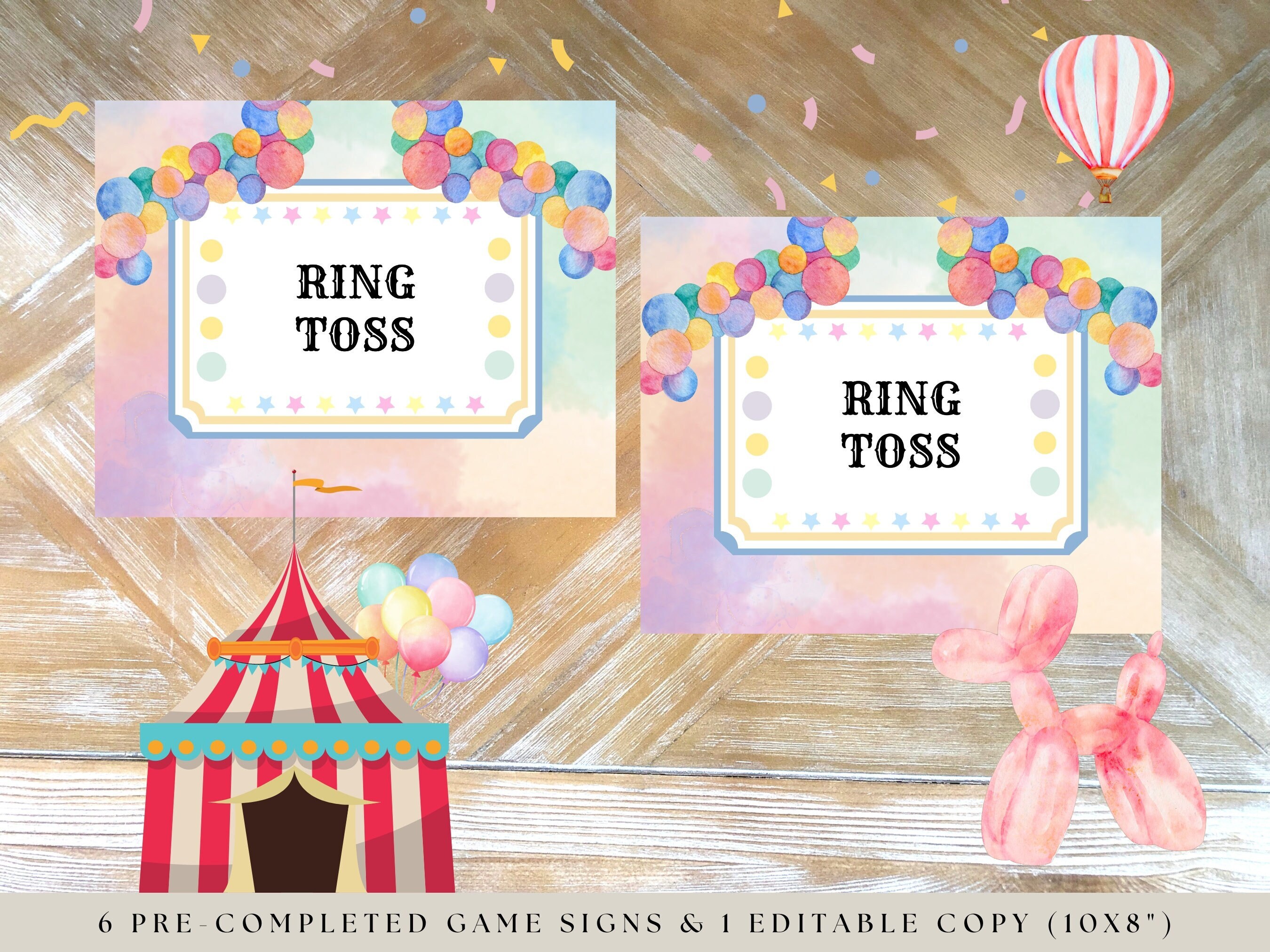 Pastel Carnival Games Sign: Printable Circus Party Decor (10x8" PDF) - Etsy
