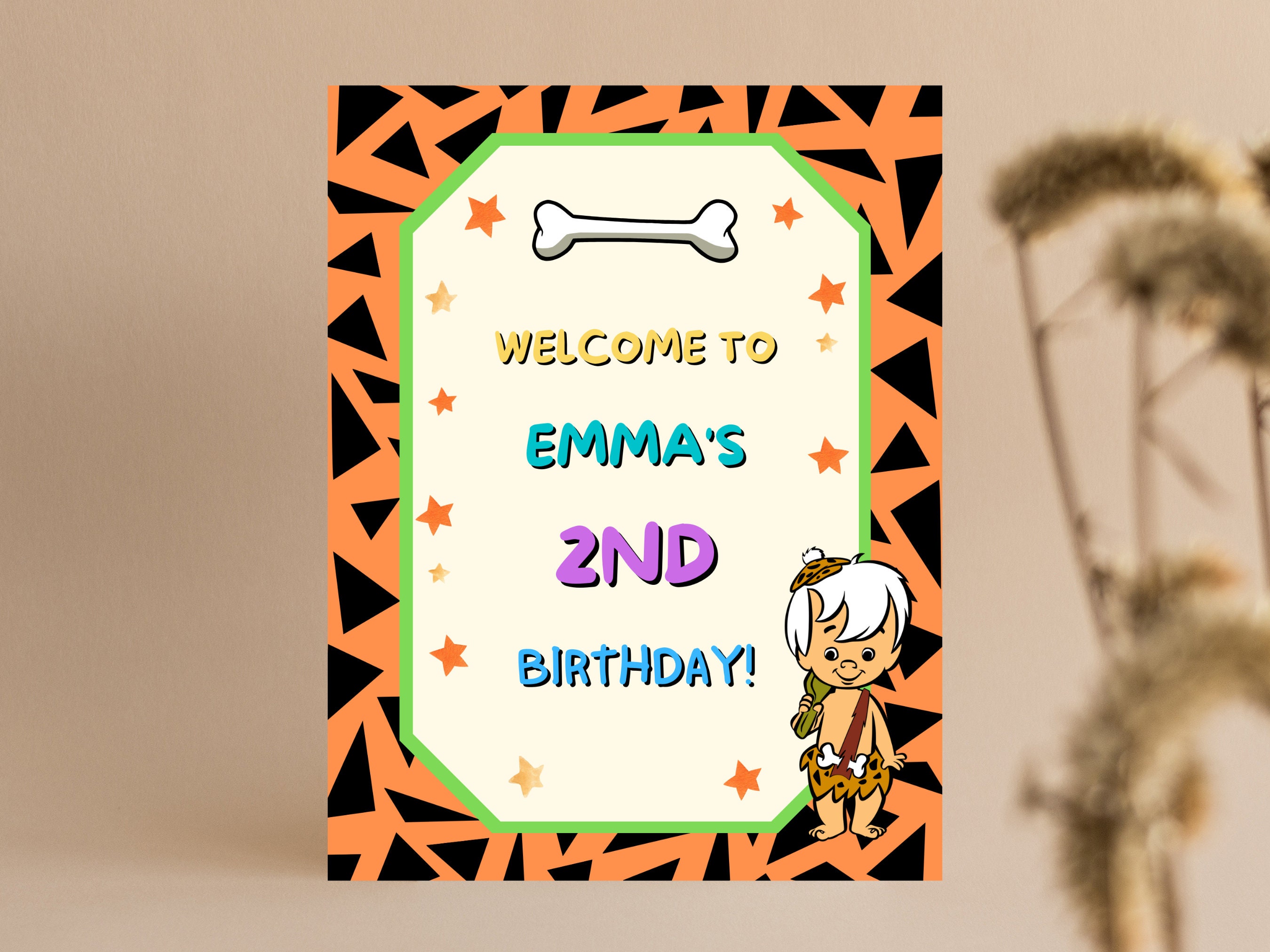 Bam Welcome Party Sign, Yabba Dabba Two Birthday Welcome Sign, Bedrock ...