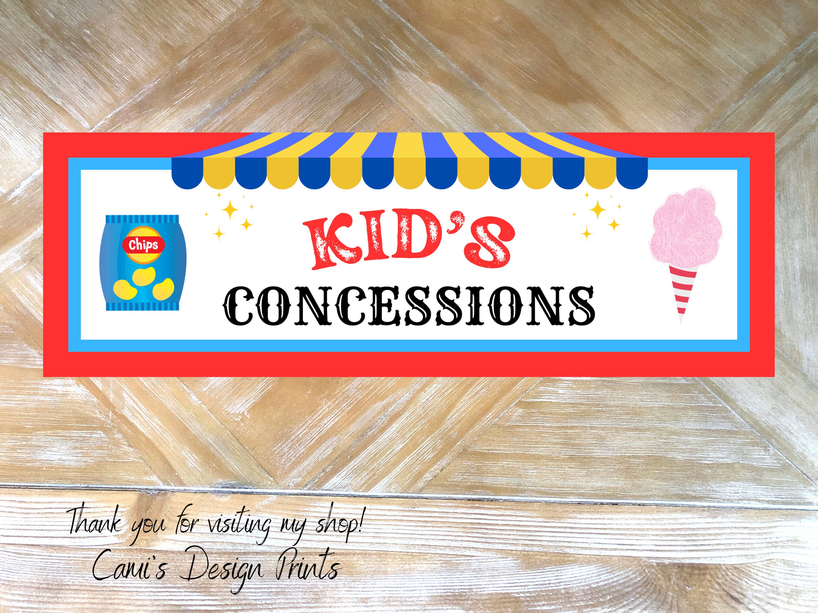 Kid's Carnival Concession Sign: Birthday Party Decor (PDF) - Etsy