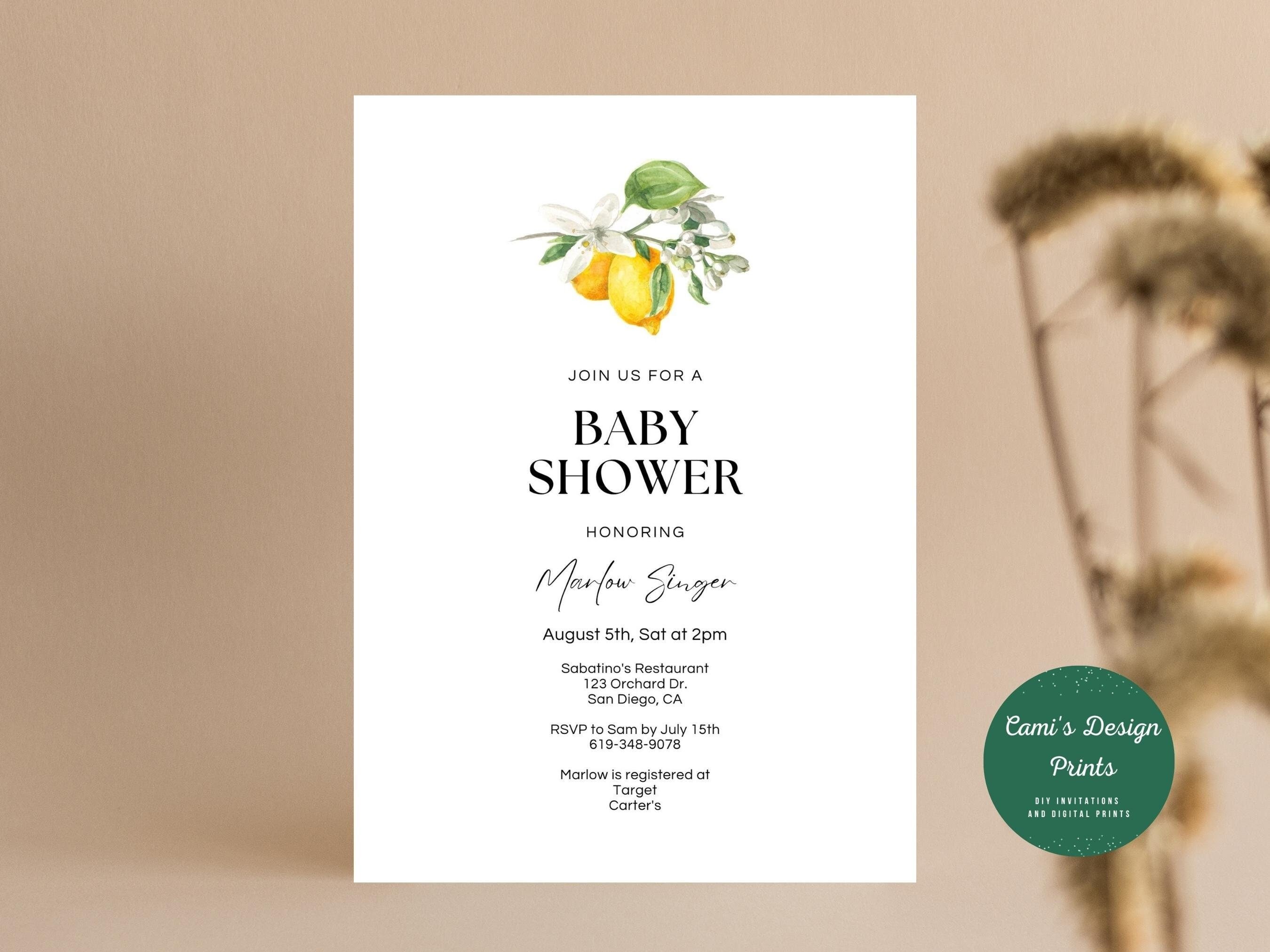 Minimalist Lemon Baby Shower Invitation: Citrus Invite (digital ...